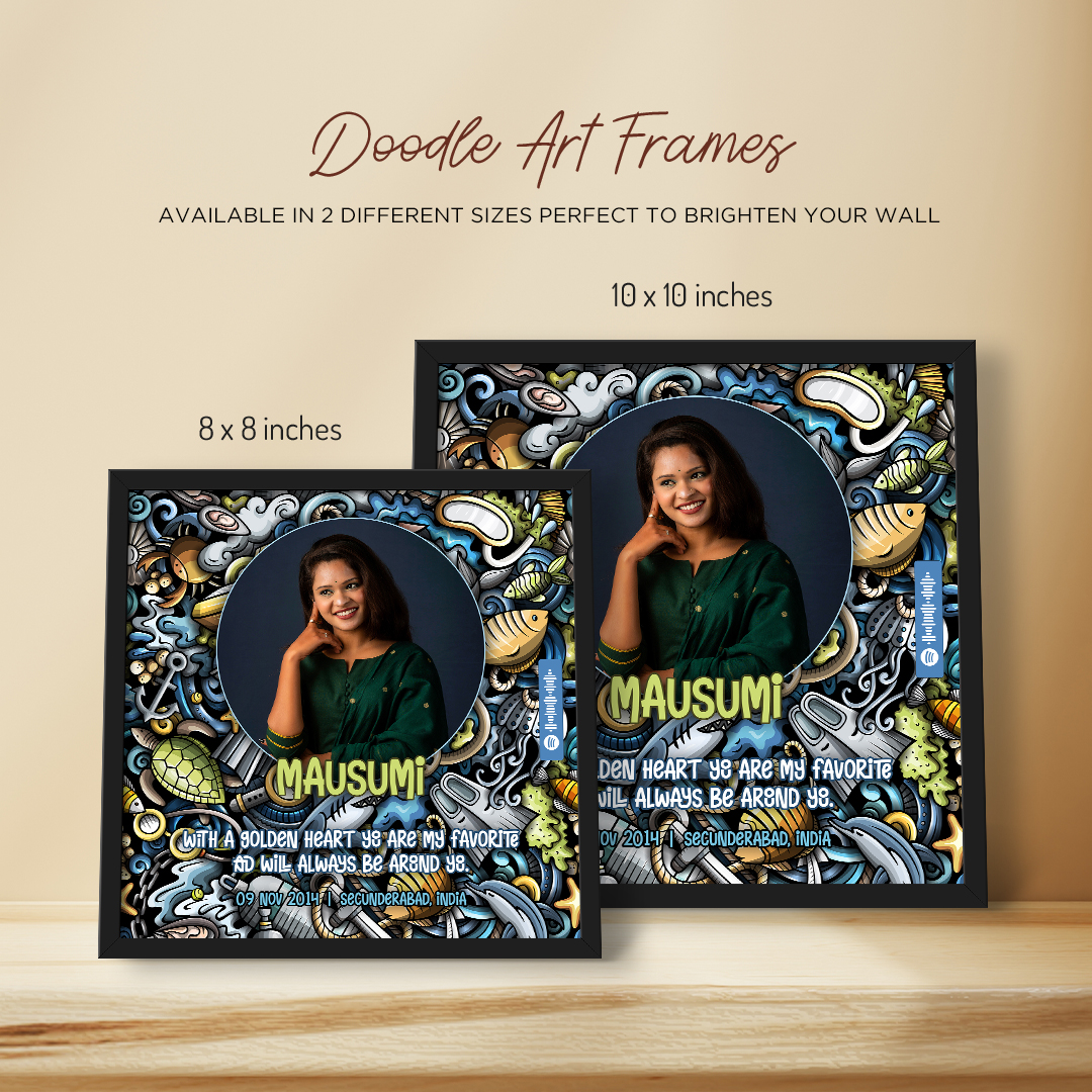 Diving Doodle Art Frames personalized to individuals - Jhakaas Item